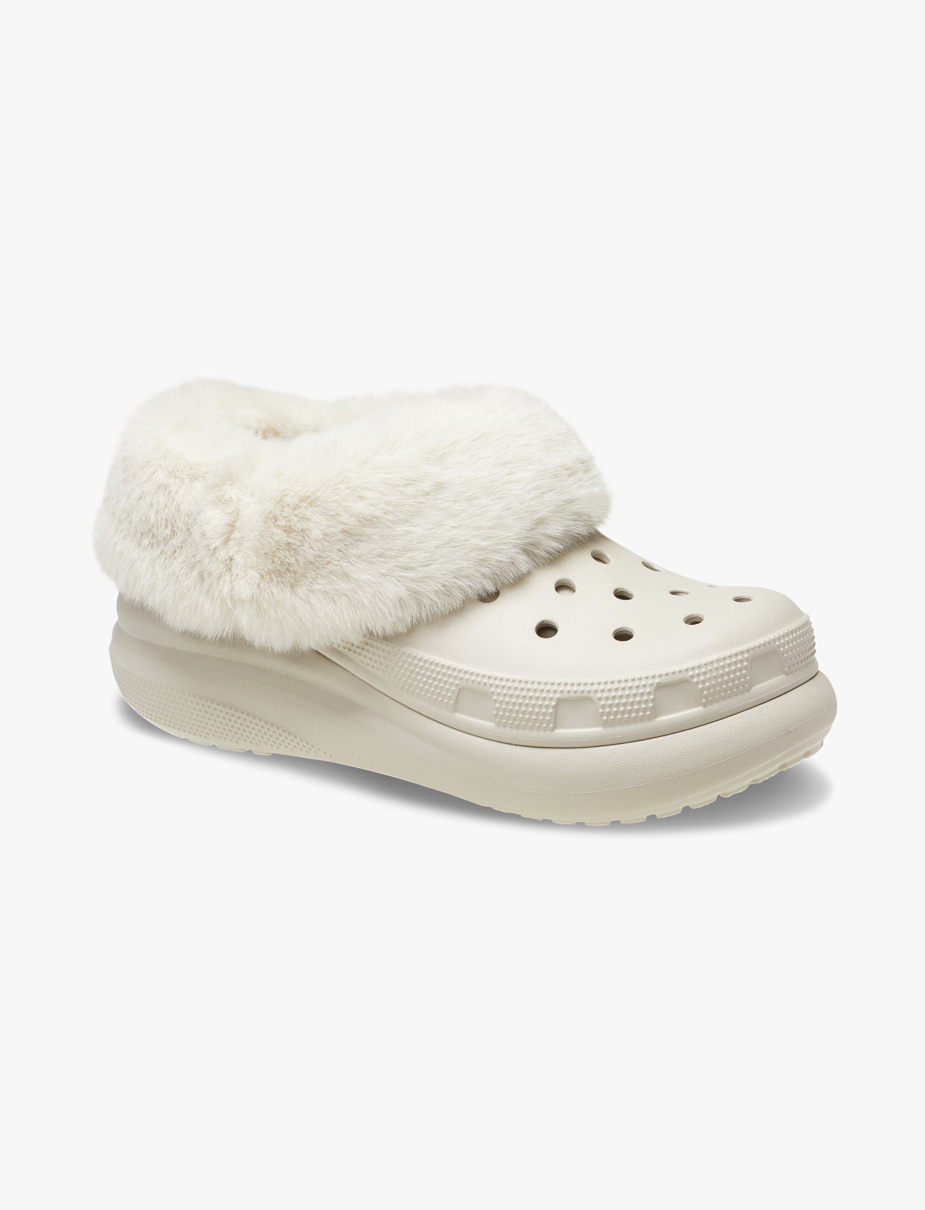 Crocs Furever Crush - כפכפי פלטפורמה קרוקס קראש עם פרווה לנשים בצבע אב ...