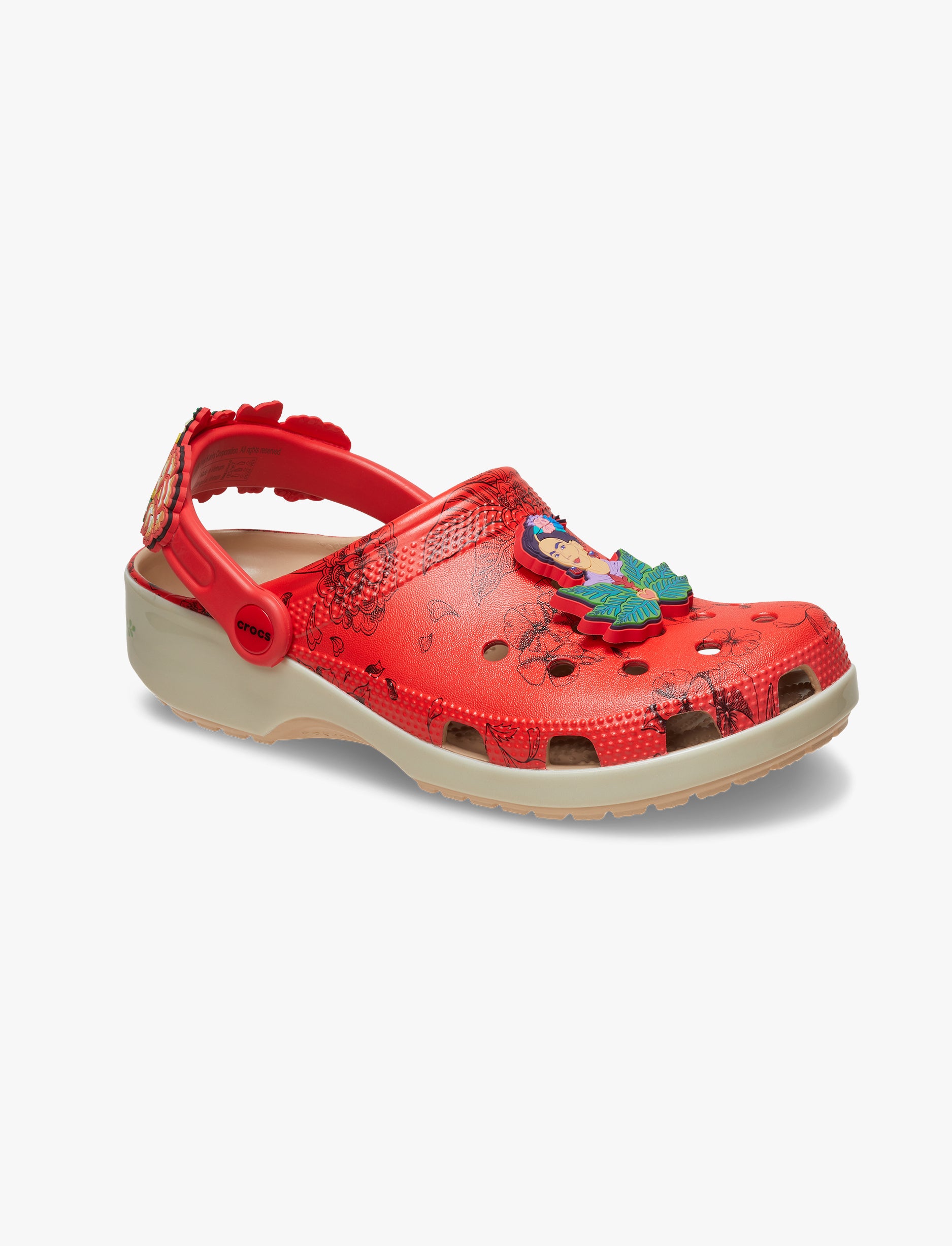 Frida Kahlo Classic Clog - כפכפי קרוקס לנשים פרידה קאלו בצבע עצם/אדום ...