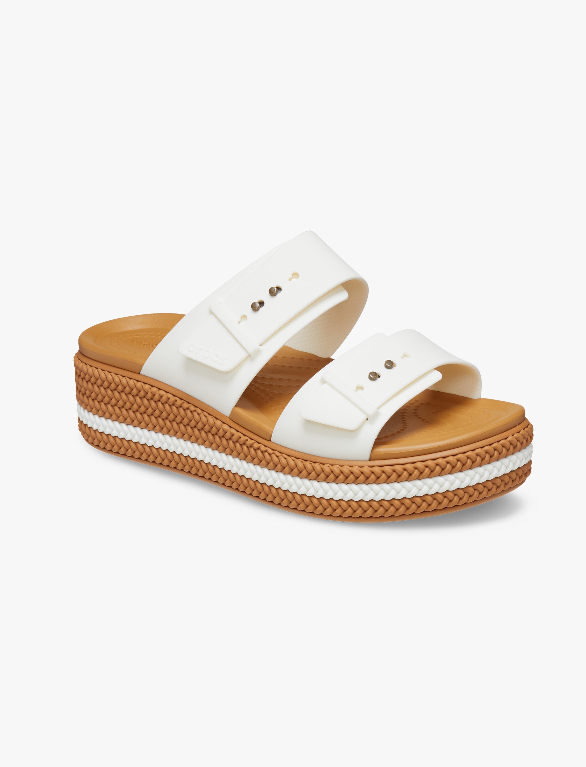 Crocs Brooklyn Woven Buckle - כפכפי פלטפורמה קרוקס לנשים עם סוליה קלוע ...